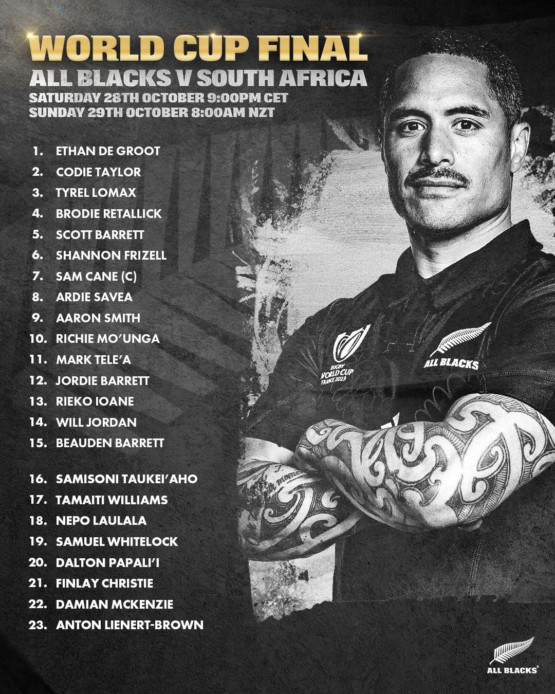 All Blacks announce squad for RWC final against South Africa ...