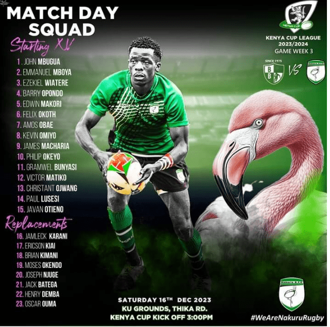 Oscar Ouma Included In Nakuru Rfc Squad To Face Blak Blad 